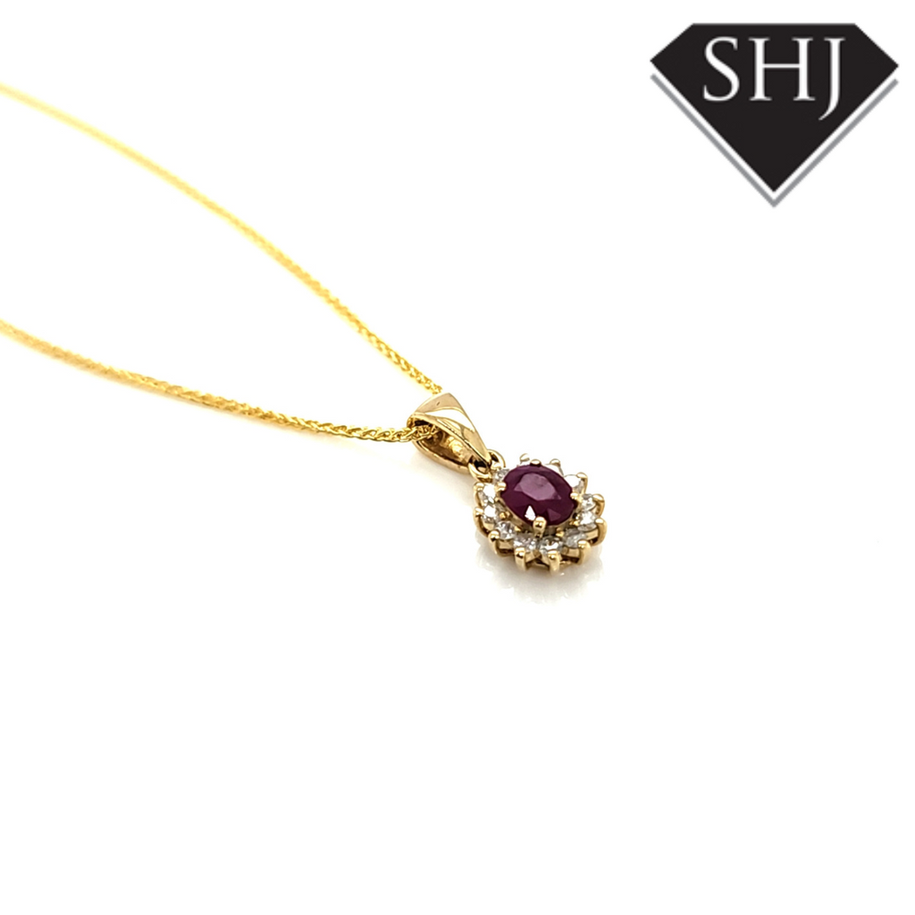 9ct Yellow Gold Ruby & Diamond Pendant – Stephen Henderson The Jeweller