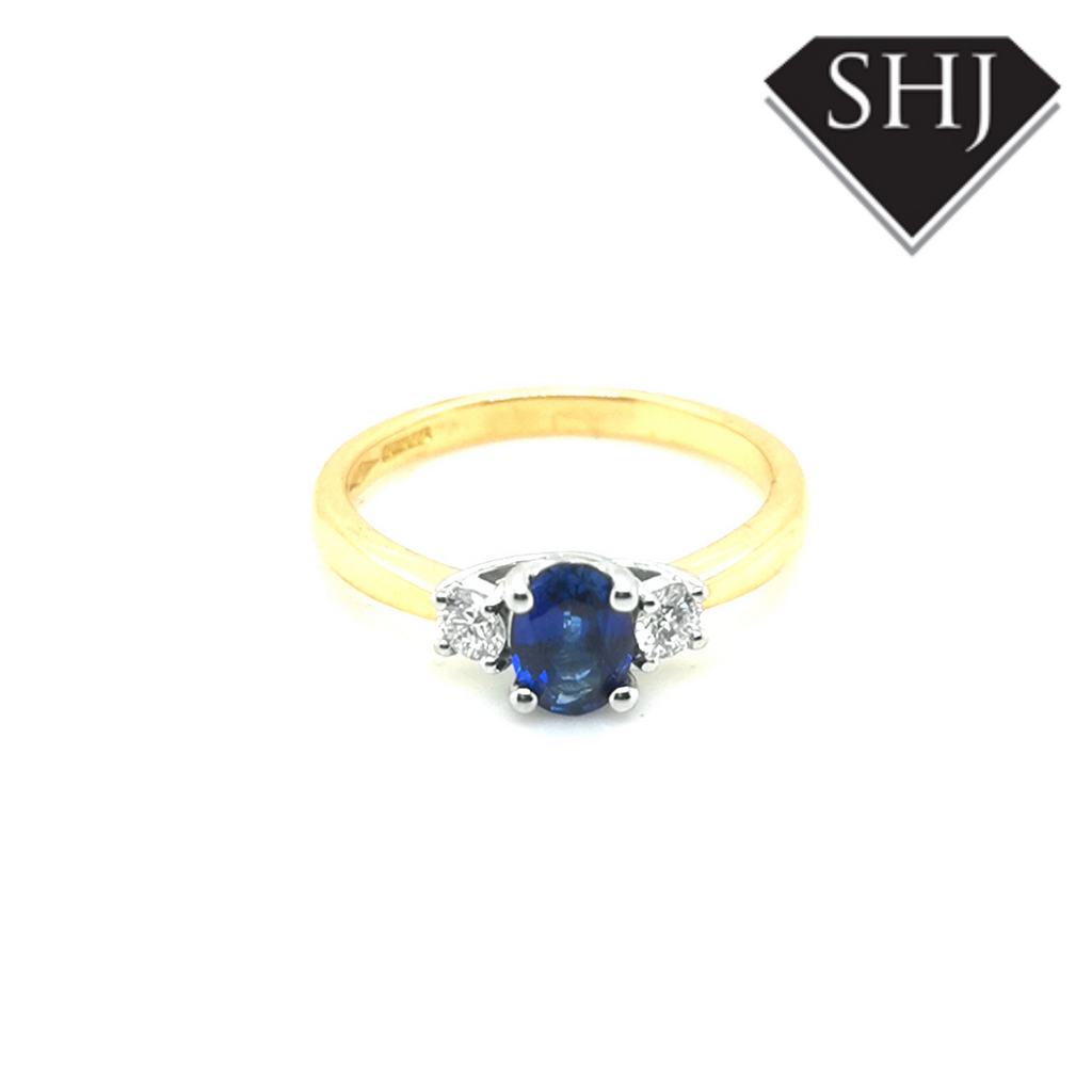 18ct Yellow Gold Sapphire and Diamond 3 Stone Ring – Stephen Henderson ...